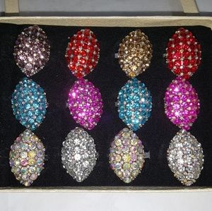 Jewelry | 12 Crystal Studded Rings In Assorted Colors | Poshmark